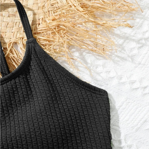 SHEIN | Swim | Shein Girls Black Solid Smocked One Piece Swimsuit Size 9y | Poshmark